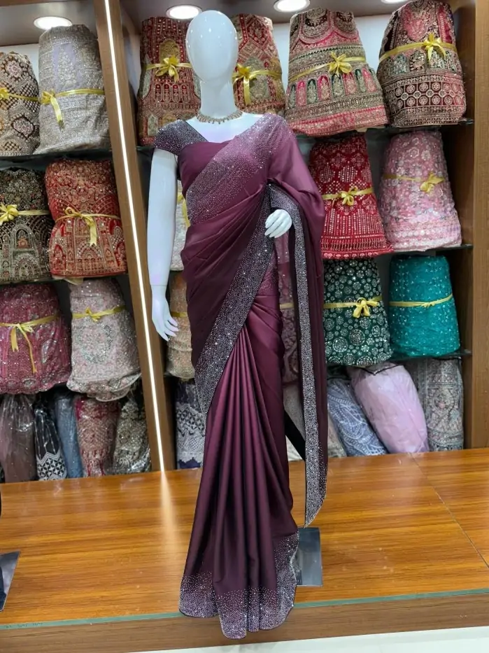 PARTYWEAR DESIGNER SAREES WITH STICKER AND STONES WORK